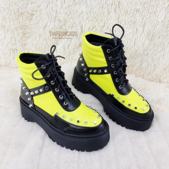Lemonade | Shoes | New Emo Punk Studded Combat Platform Sneaker Boots ...